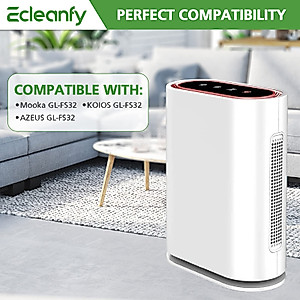 2-Pack True HEPA GL-FS32 Filter Compatible with MOOKA/KOIOS GL-FS32 & Azeus GL-FS32 Air Purifier, 3-in-1 True HEPA for Mooka GL-FS32 true hepa Replacement Filter