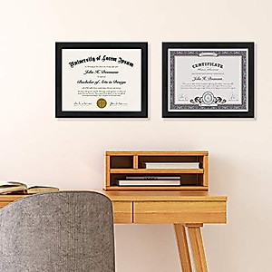 Americanflat 8.5x11 Picture Frame in Black - Set of 2 - Use as Diploma Frame or Certificate Frame with Shatter Resistant Glass - Hanging Hardware and Easel Included for Wall and Tabletop Display