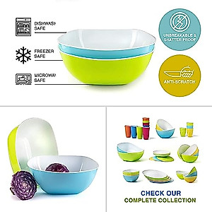 Maxi Nature Salad Bowl Set of 2 - Microwave, Dishwasher & Freezer Safe - Unbreakable & Lightweight Plastic Serving Bowls - Use for Ramen, Noodles, Soup, Pasta & More - Large Size