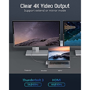 LIKFAVOR USB C Hub, 7-in-2 Type-C Docking Station, USB to HDMI Dongle for MacBook Pro/Air, PD 3.0 Charging, Multiport Adapter with 4K HDMI, SD/TF, and Thunderbolt 3 100W, 40Gbps Data Transfer
