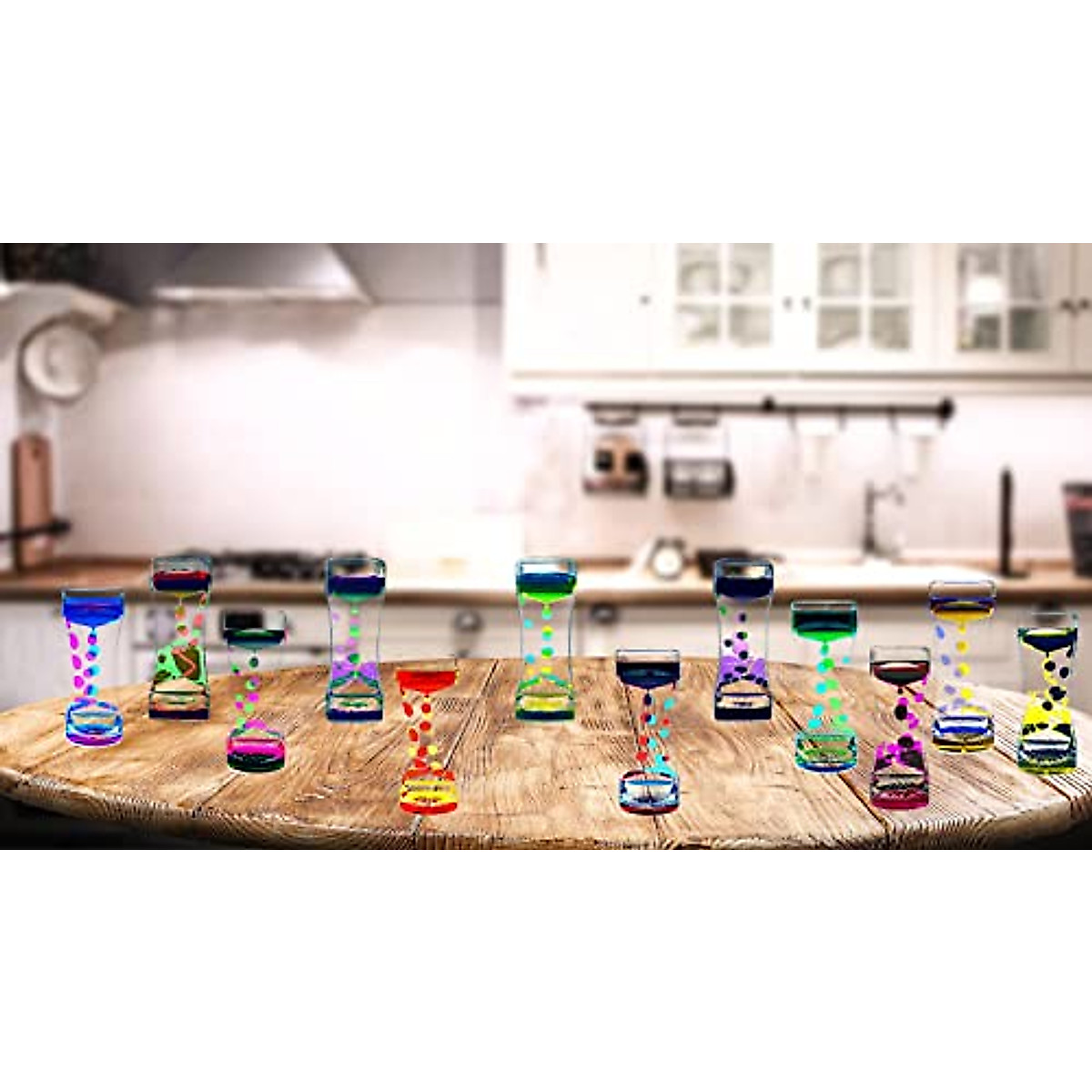 OCTTN Liquid Motion Timer Bubbler Desktop Toy, 4 Pack Bubble Timer Sensory Toy for Adults, Fidget Toy, Stress Relief and Anxiety Relief, Relaxing, Autism, ADHD Toys