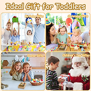 Ouriky Busy Board Toys for Ages 2-4 Toddler Boy Toys 2-3, Wooden Travel Toys with Light Up LED Buttons, Sounds Educational Learning Toys Toddler Gifts for 2-5 Boys Girls