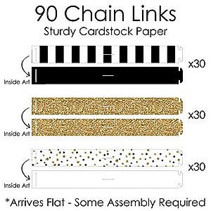 Big Dot of Happiness Prom - 90 Chain Links and 30 Paper Tassels Decoration Kit - Prom Night Party Paper Chains Garland - 21 feet