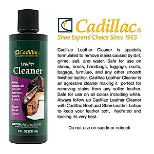 Cadillac Leather Cleaner - Great for Shoes, Boots, Handbags, Car Upholstery, Furniture- Removes Surface Dirt, Grime, Salt and More From Finished Leathers