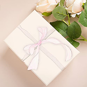 SEWACC Organza Ribbon Shimmer Sheer Chiffon Ribbon Wide Pink Wired Ribbons for Gift Wrapping DIY Crafts Bouquet Garland Baking Bowknot Wedding Party