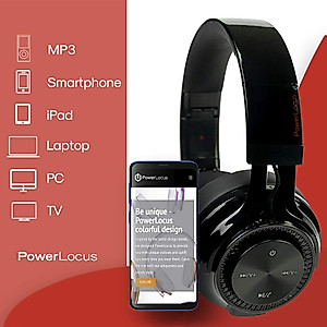 PowerLocus P3 Wireless Bluetooth Headphones Over-Ear, [40h Playtime, Bluetooth 5.0] Foldable Stereo Wireless/Wired Headphone Over Ear with Mic Deep Bass Headset for iOS/Android/Laptop/PC/TV - Black