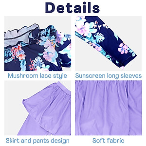 Baby Girls Two Piece Swimsuit Top and Pant UPF 50+ Sun Protection Long Sleeve Swimwear Bathing Suit Purple 3XL