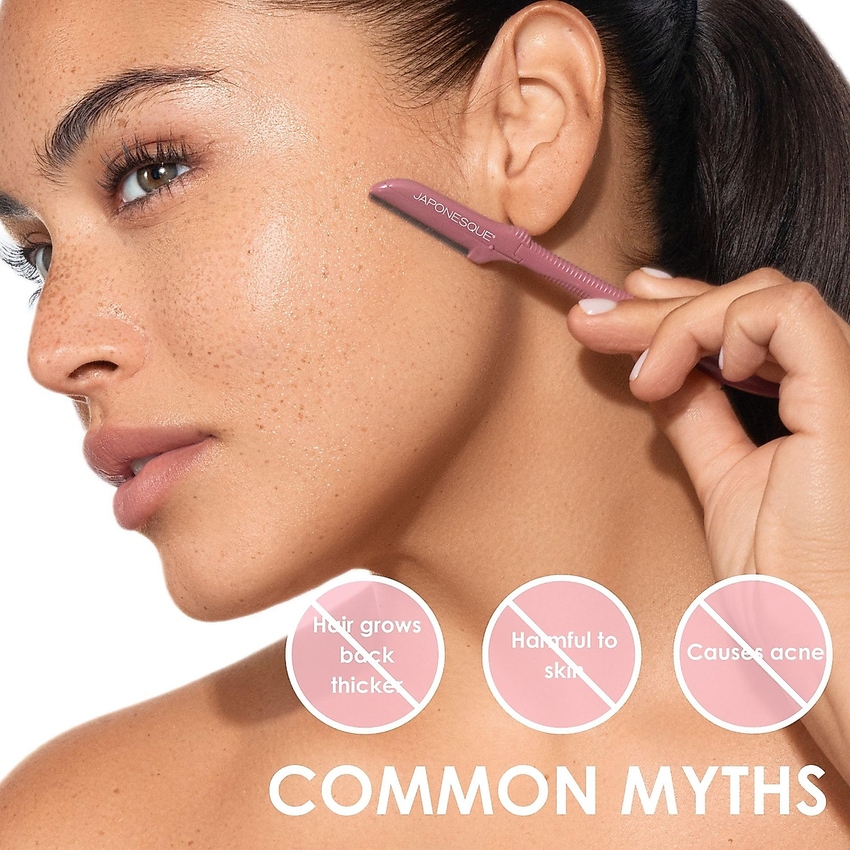 JAPONESQUE Precision Dermaplaner Facial Razors – 3 Piece Set, Eyebrow and Facial Hair Single Blade Razors for Women and Men, 3ct.