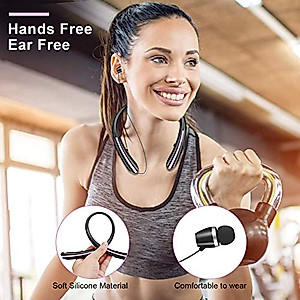 TTSTR Retractable Earbuds Wireless Headset Neckband Sports Noise Cancelling Bluetooth Headphones Stereo Earphones with Mic,Pink