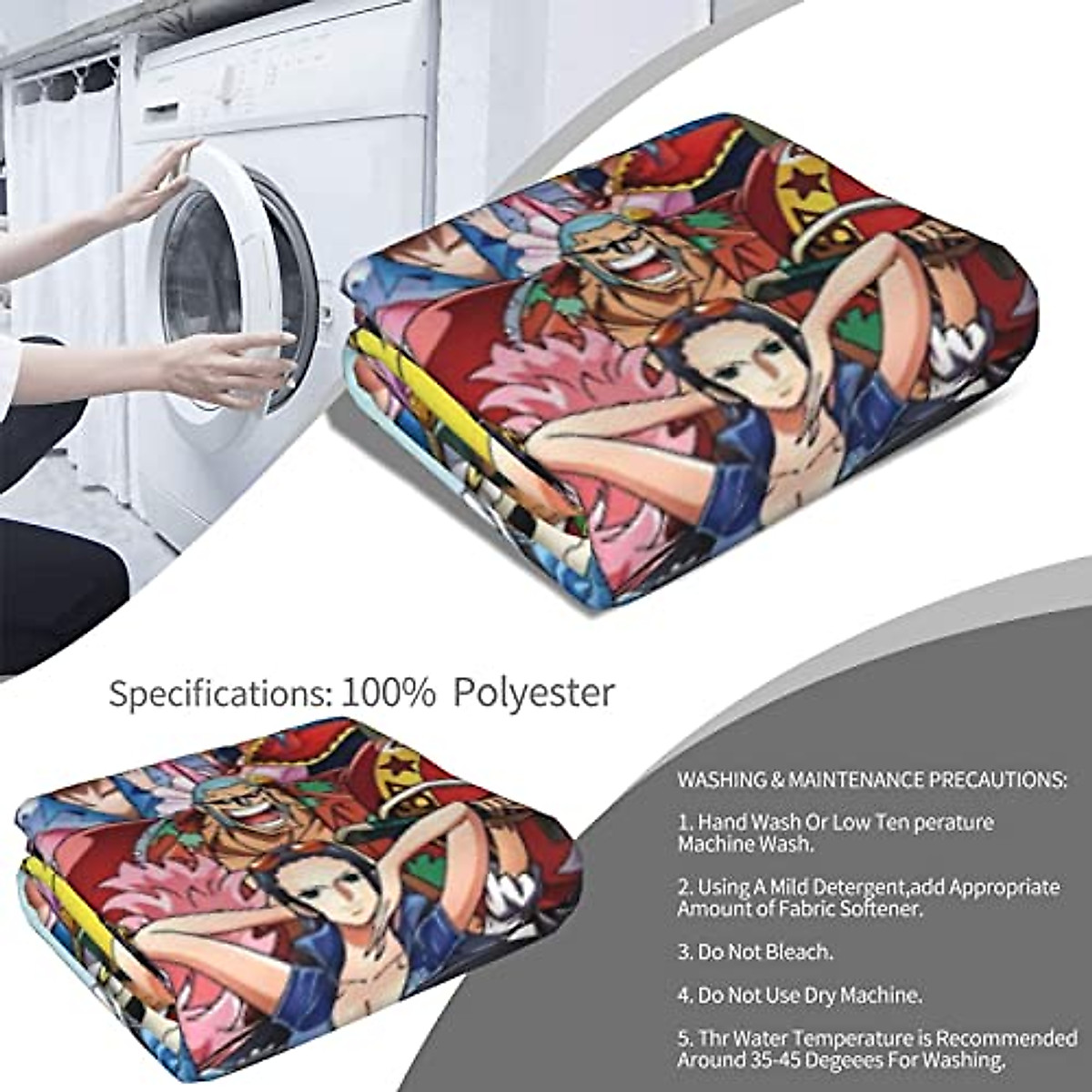 Japanese Anime Cartoon Straw Hat Pirates Throw Blanket Flannel Soft Cozy Warm Lightweight Blanket for Home Bedding Living Room Sofa Couch Bedroom Decor Bed Blanket 40X50