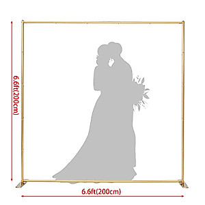 Wedding Square Balloon Arch Stand, Gold Backdrop Stand 6.6 x 6.6 FT Aluminum Party Frame for Wedding Ceremony Bridal Archway Birthday Party Decoration Harfirbe