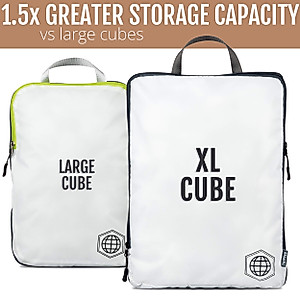 Extra Large Compression Packing Cube 6 Piece Set for Travel and Check Luggage (White/Grey)
