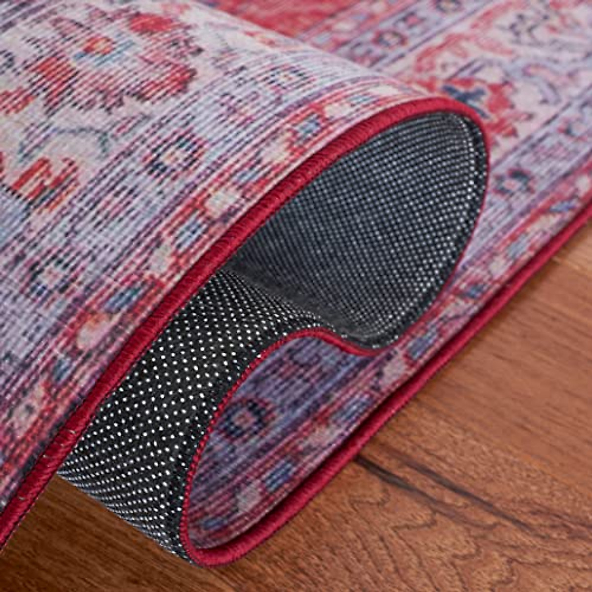 SAFAVIEH Tucson Collection Machine Washable Slip Resistant 3' x 5' Red/Beige TSN140Q Vintage Persian Medallion Entryway Living Room Foyer Bedroom Accent Rug