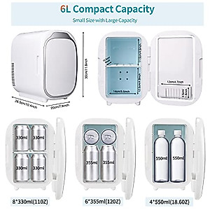 Ethereal Mini-Skincare-Fridge-for-Bedroom, 6 Liter/8 Can AC/DC Portable Thermoelectric Cooler and Warmer Compact Refrigerator, Portable Small Fridge for Skincare Foods Medications