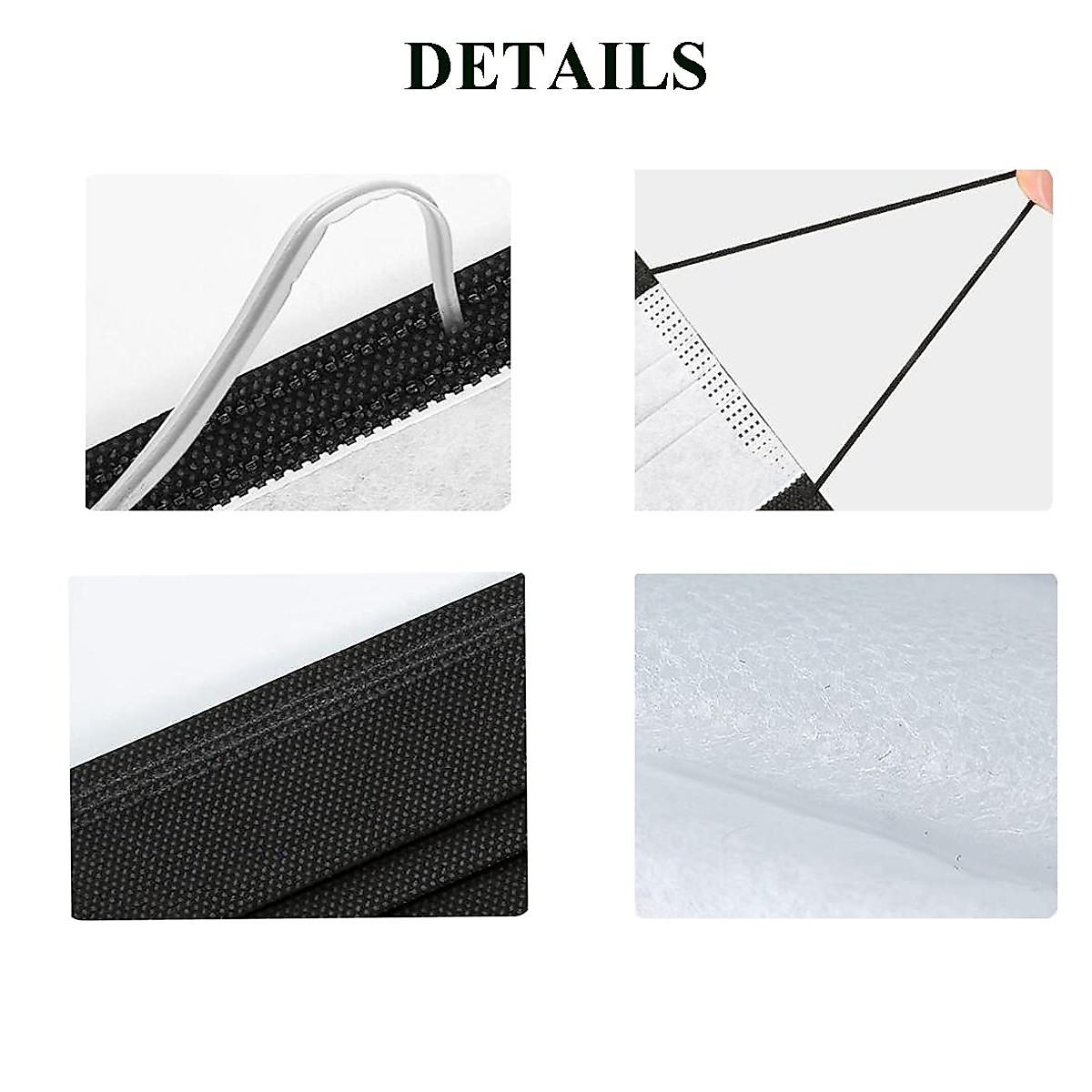 Curora 50 Pcs Black Face Masks 3Ply Black Disposable Face Masks Filter Protection