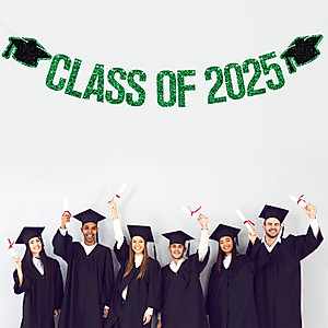 Class of 2023 Banner - 2023 Graduation Decorations, Congrats Grad Decorations, High School College Graduation Party Decoration Supplies Green Glitter