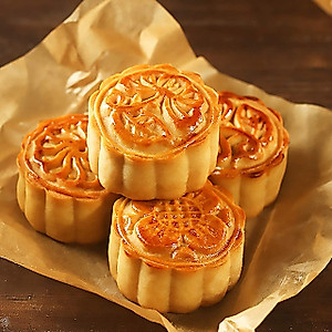 AIKEFOO Chinese Traditional Mid-Autumn Mooncake Mold，Biscuit Stamping Machine，18 pcs 100g/125g Different Round And Square Flower Pattern For 2 Sets.
