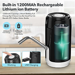 Automatic Water Pump Water Dispenser, USB Rechargeable Water Dispenser Water Pump, 5 Gallon Bottle Electric Water Pump,Portable Electric Water Bottle Pump for Camping,