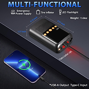 Tire Inflator Portable Air Compressor, 2X Faster Cordless Air Pump for Car, Rechargeable Tire Inflator with Pressure Gauge 150PSI, Mini Bike Tire Pump, Portable Tire Inflator for Car Ball Bicycle Pump