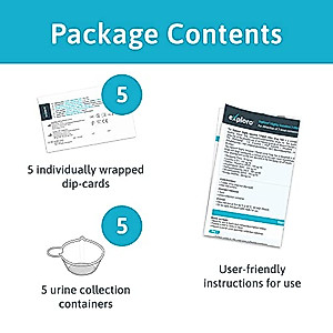 Exploro at Home Drug Test Kit for All Drugs (Most Used). 7-Panel Urine Drug Test. Marijuana (THC), Cocaine, Opiates, Amphetamine, Methamphetamine, Benzos (BZO), Ecstasy (MDMA). 5 Dip-Cards with Cups.