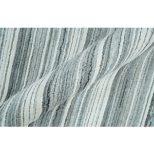 Artisan's Arc Striped Flatwoven Scandinavian Hand Made Blended Wool Area Rug, White, Silver and Gray, 8X10 | KE3810