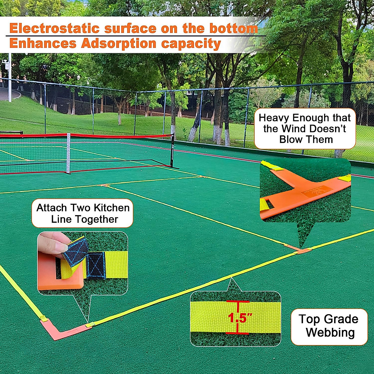 Hoverphenix Pickle Ball Court Marking Kit, Portable Temporary Pickle Ball Lines Come with Gift Box, Tape and Storage Bag for Outdoor or Indoor Court, No Measuring Needed