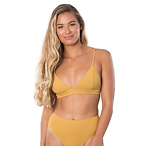 Rip Curl Women's Standard Premium SURF Fixed TRI Bikini TOP, Mustard, L
