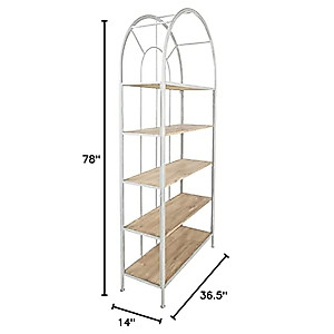 Creative Co-op EC0212 Metal Framed Bookshelf with 5 Wood Shelves Cabinets and Shelf Units, Grey