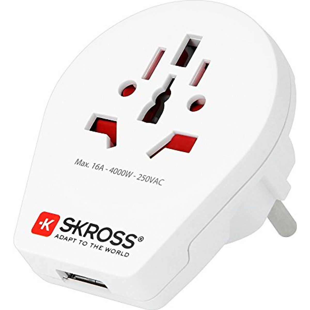 Skross Pro-World & USB Travel Adaptor, White