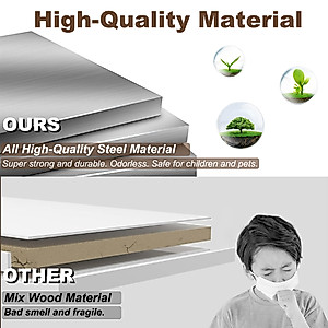 DUTYSEST 5 Tiers Metal White Bookshelf - 69.3" Tall Bookcase, Display Storage Shelves with Bookend, Heavy Duty Steel Bookshelves for Living Room, Office, Bedroom, Library