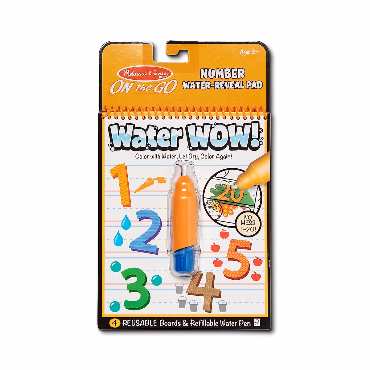 Melissa & Doug On the Go Water Wow! Reusable Water-Reveal Activity Pad - Numbers - FSC Certified