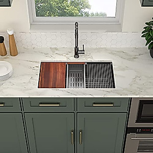 Stainless Steel Undermount Sink - Logmey 30x19 inch Kitchen Sink Single Bowl 18 Gauge Stainless Steel Workstation Sink Basin