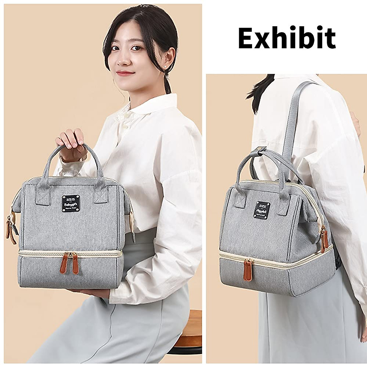 Breast Pump Backpack - Mini Diaper Bag Insulation Lunch Bag Portable Mommy Bag with Double Layer for Women