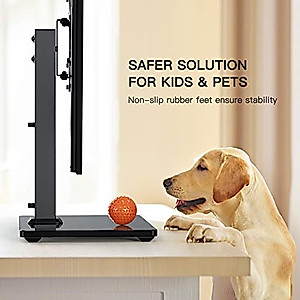 PERLEGEAR Universal TV Stand Base, Swivel Table Top TV Stand for 26-50 Inch TV and Monitor, Height Adjustable VESA Monitor Stand with Tempered Glass Base Holds up to 88lbs, Max VESA 400x400mm