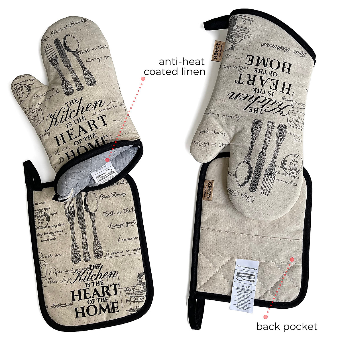 GREVY Quilted Cotton Pot Holders with Pocket Heat Resistant Oven Mitts for Cooking or Baking,7x9,Set of 4 (4 PCS Kitchen Sets)