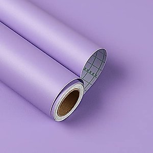 YENHOME Purple Peel and Stick Wallpaper Removable Purple Wallpaper for Bedroom Wall Paper Rolls Purple Contact Paper Peel and Stick for Cabinets Walls Drawer 17.7"x80" Matte Self Adhesive Wallpaper