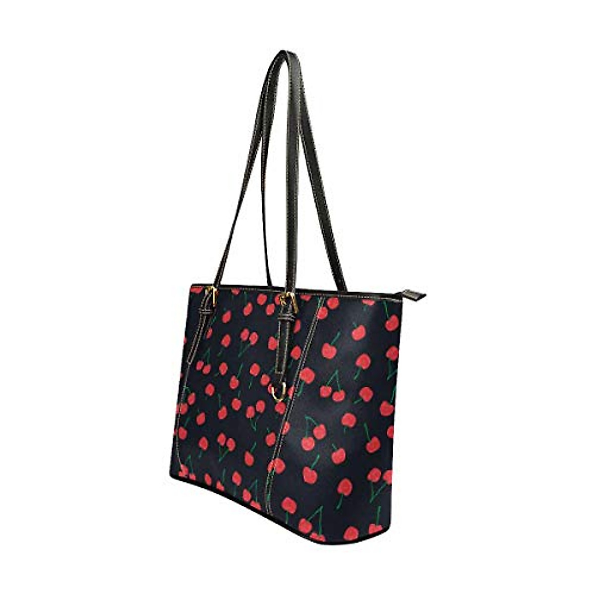 InterestPrint Cherries Pattern Casual Ladies Shoulder Bag for Shopping PU Leather Handbags