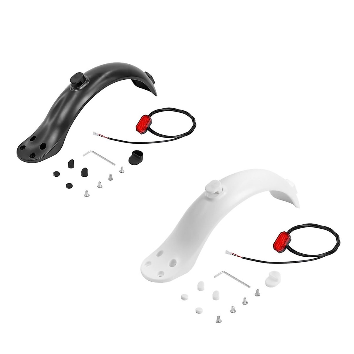 PRIMUZ Electric Scooter Rear Mudguard Bracket Tail Light Compatible with 4 Screws Fender Rubber Cap Set Compatible with 4 Holes E-Scooter Fenders Accessories (Color : White Set)