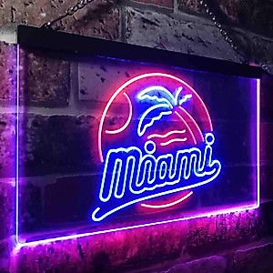 ADVPRO Miami Island Beach Dual Color LED Neon Sign Red & Blue 16" x 12" st6s43-i3565-rb