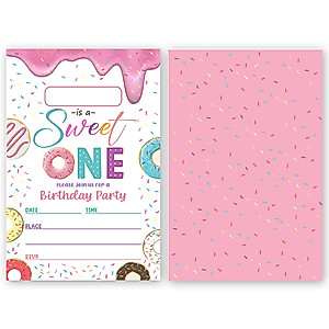 FujLoy Donut Sweet One Birthday Party Invitation,Sweet One Birthday Party Decorations, Donut Themed Birthday Party Supplies.（045）