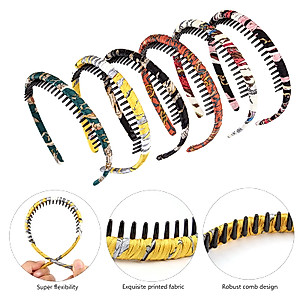 AMCAMI 6 Pieces Headbands for Women Non Slip Comb Headbands with Teeth Hair Bands Hoop Resin Thin Headbands for Women Makeup Headband for Washing Face Hair Accessories for Girls