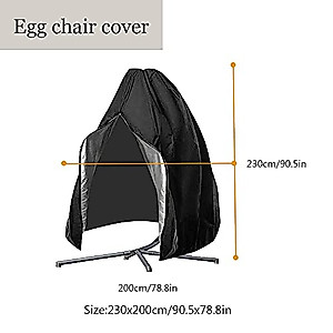 Patio Egg Chair Cover 420D Upgrade Outdoor Egg Chair Covers Double Hanging Swing Egg Chair Covers with Zippers Waterproof Outdoor Furniture Protector Garden Cocoon Chair Cover 91" x 80" Black