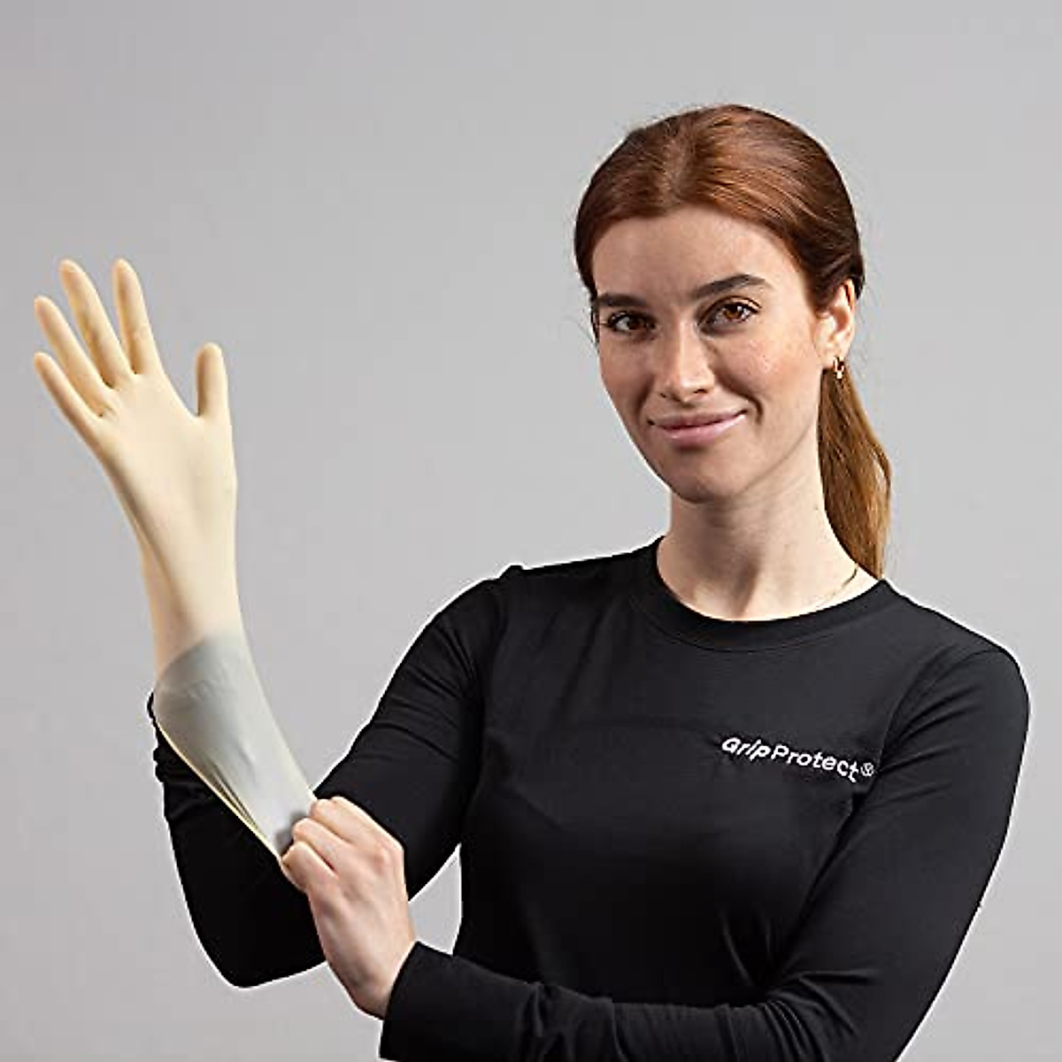 GripProtect Ultra 8 Mil Latex Exam Gloves, Disposable, Textured, Medical, Automotive, Janitorial, Home, EMS, Hospital, Law-Enforcement (Large 100)