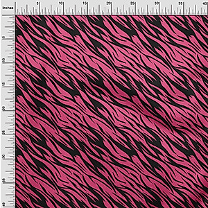 oneOone Cotton Poplin Dark Pink Fabric Tiger Animal Skin Craft Projects Decor Fabric Printed by The Yard 42 Inch Wide