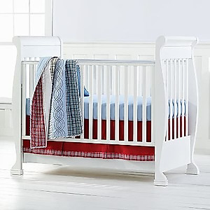 Bacati - Boys Red Plaids/Stripes Crib Sheet