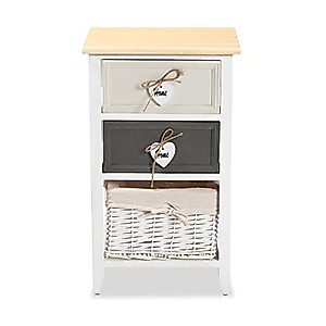 Baxton Studio Diella Modern and Contemporary Multi-Colored Wood 2-Drawer Storage Unit with Basket