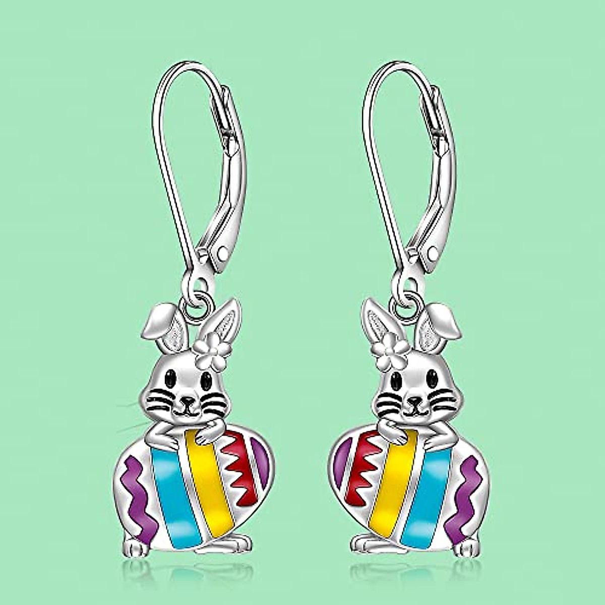Easter Bunny Earrings for Women Sterling Silver 925 Cute Bunny Rabbit Earrings Easter Egg Dangle Jewelry Holiday Birthday Gifts