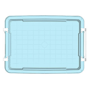 Cetomo Lidded Storage Bin with Handle, Tote Organizing Container with Durable Lid and Secure Latching Buckles, Stackable and Nestable, Plastic, 16 Quart-4 Pack, Blue