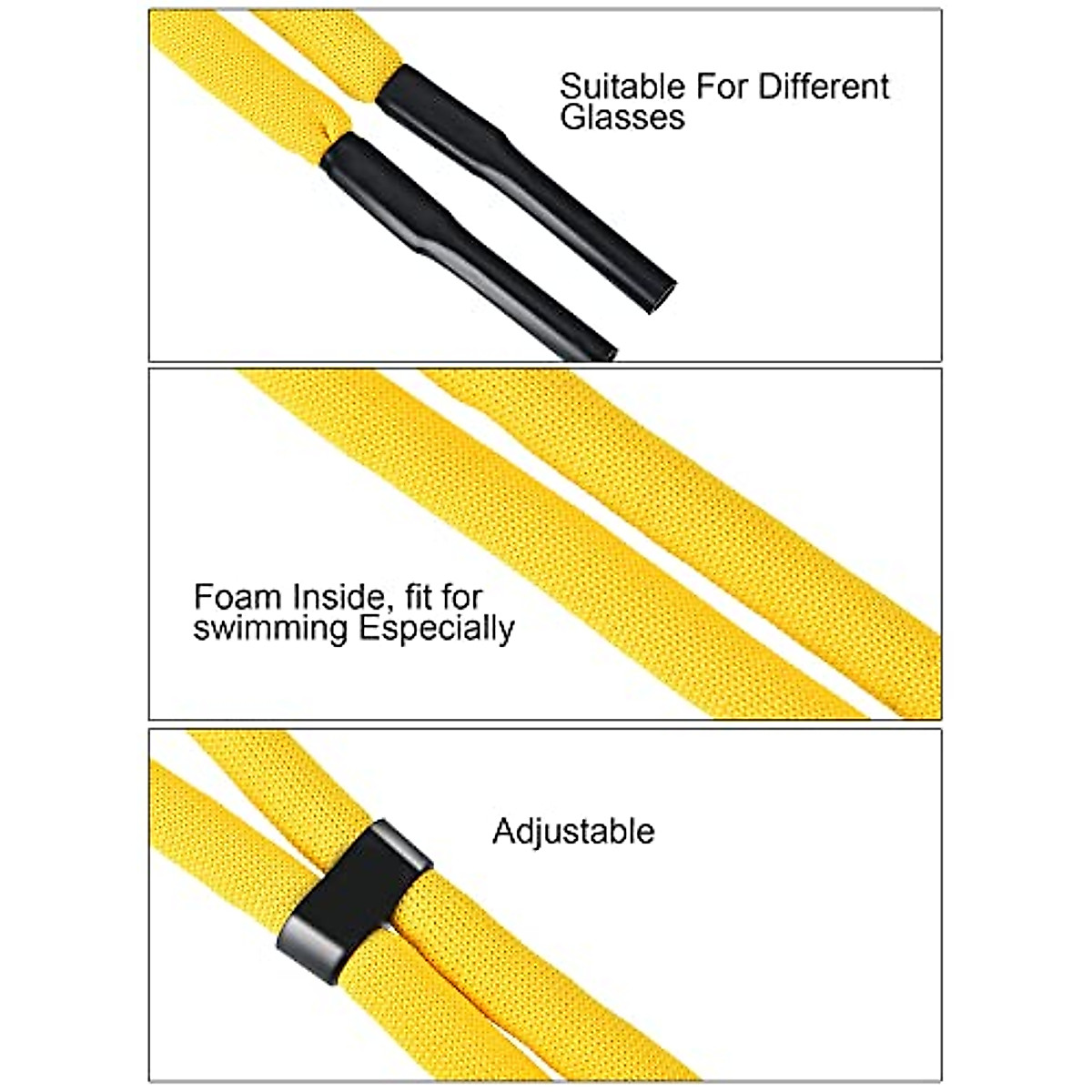 Gejoy 8 Pieces Adjustable Sunglasses Straps Floating Foam Glasses Straps Sports Eyeglass Retainer and 2 Pieces Glasses Cleaning Cloth for Sports Outdoor Activities