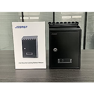 Jssmst Mailboxes Wall Mount with Key Lock – Small Metal Mailboxes Horizontal, 12.4 x 8.3 x 3.05 Inch, Black New